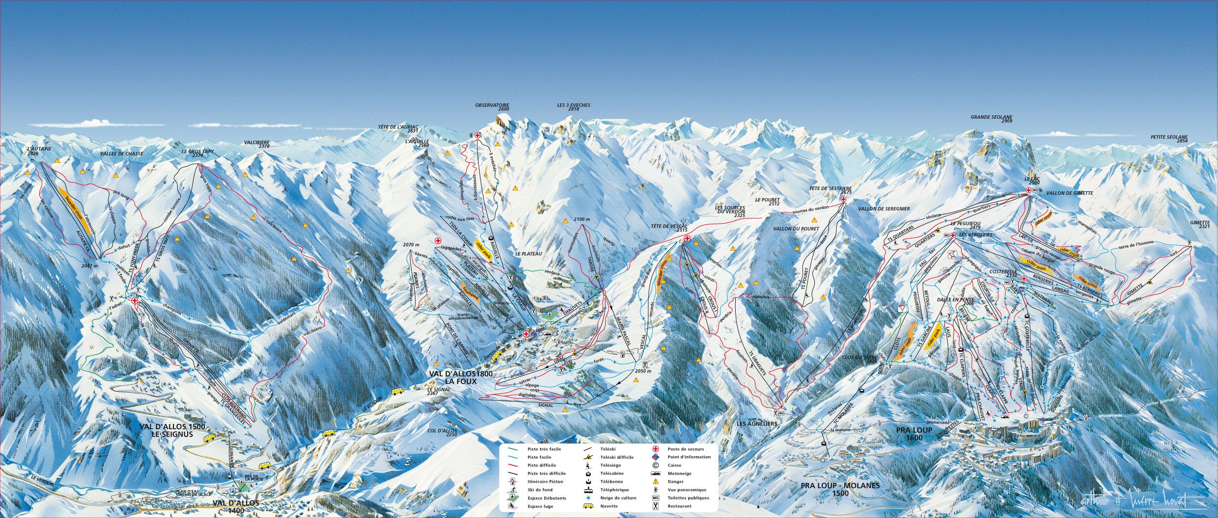 Plan des pistes Val d'Allos Le Seignus